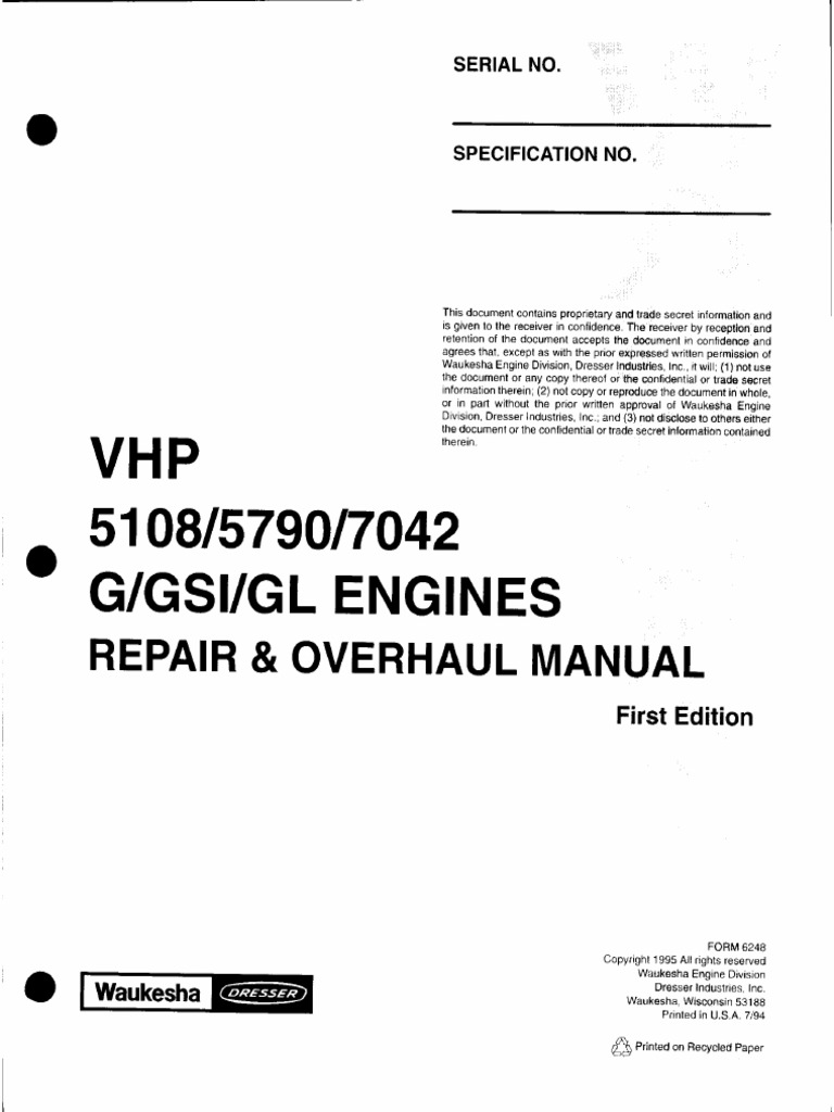 Manual de Overhaul VHP 12 Cil - Form 6248 - 1 Edicion (1994) | PDF
