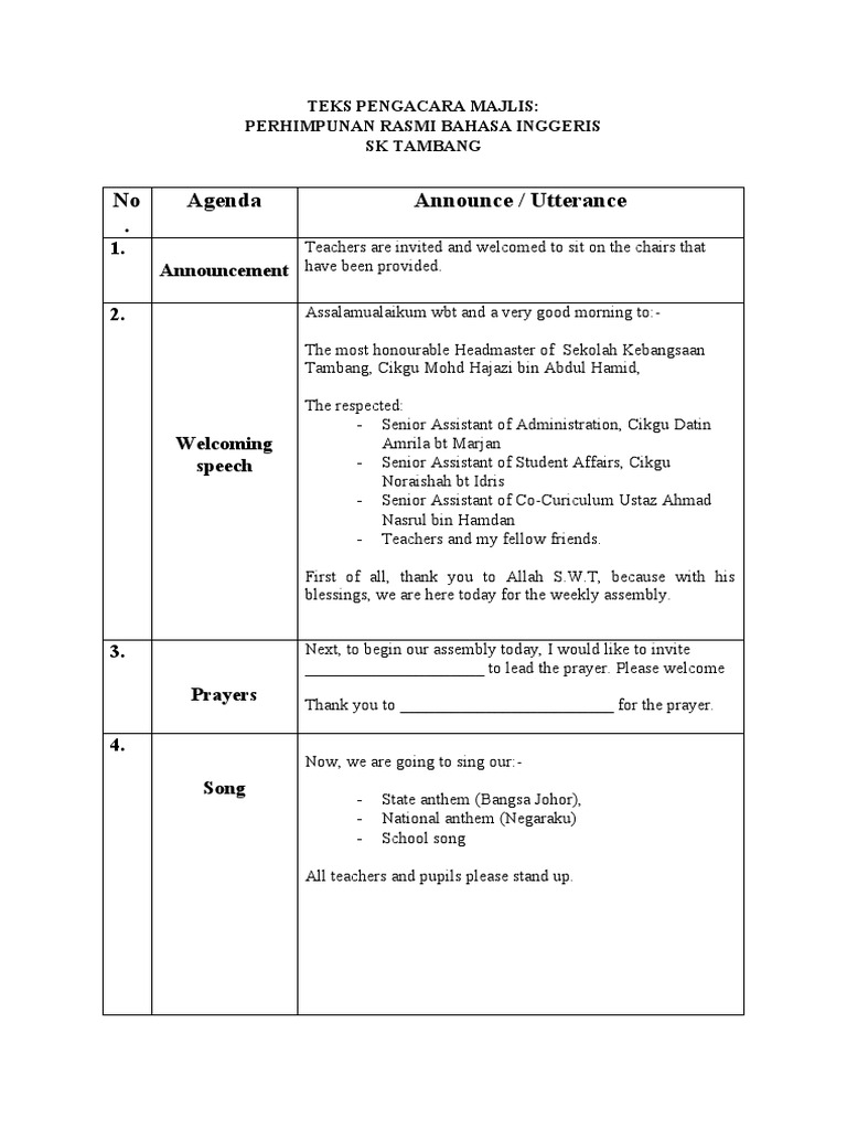 Teks Emcee English | Download Free PDF | Strait Of Malacca | Malaysia