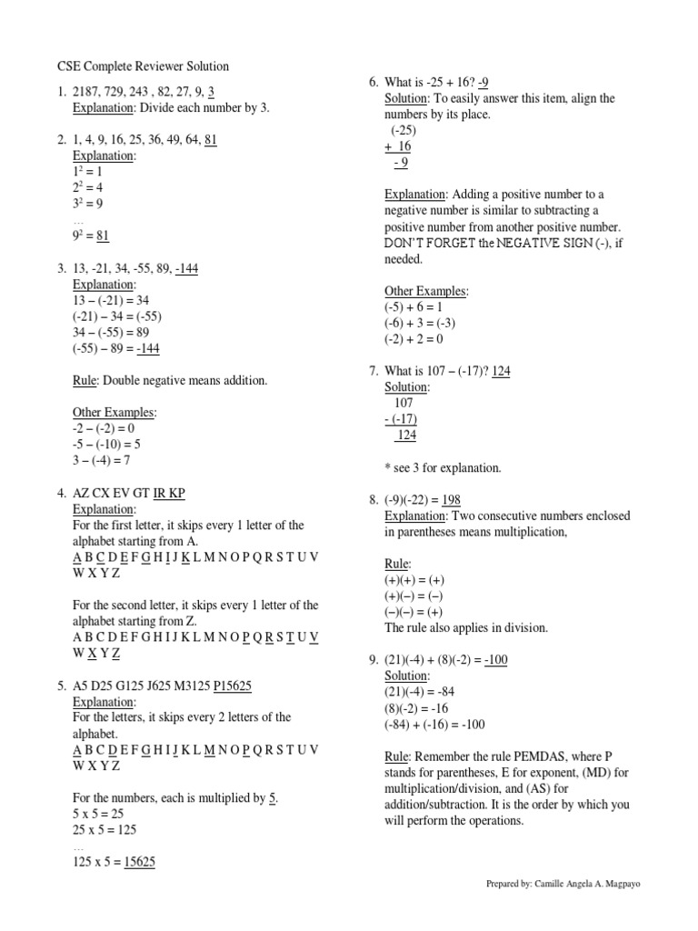 CSE Reviewer 2017 Solution | PDF | Factorization | Arithmetic