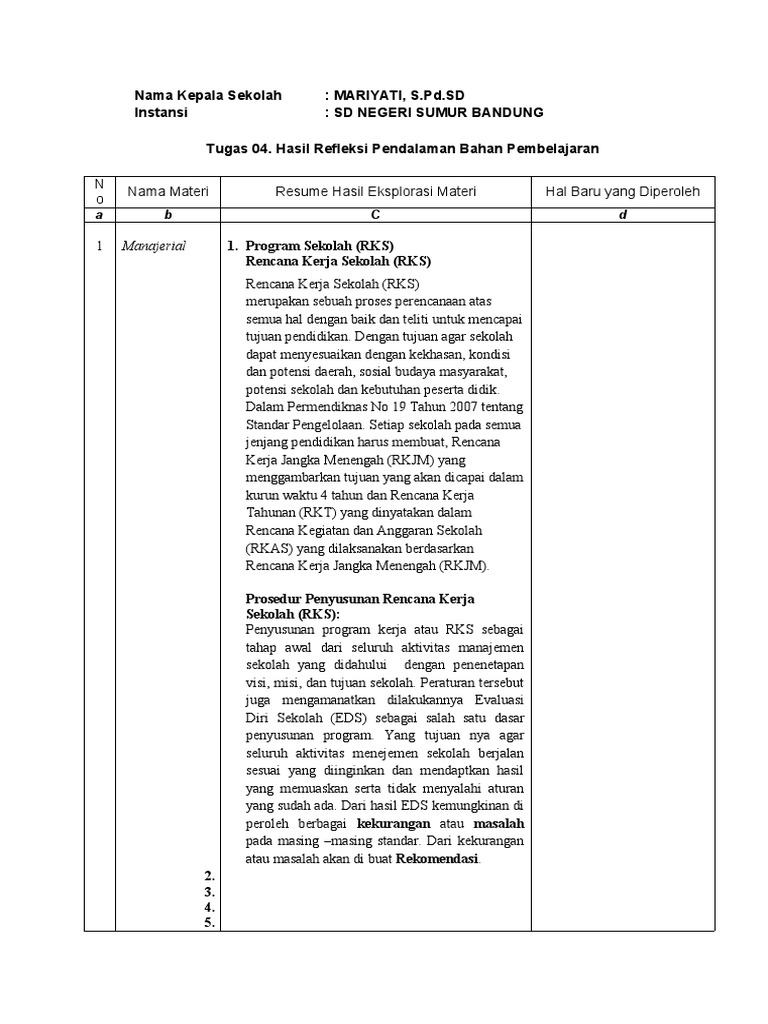 Tugas 04 - 6 - MARIYATI Refleksi Pendalaman Bahan Pembelajaran | PDF