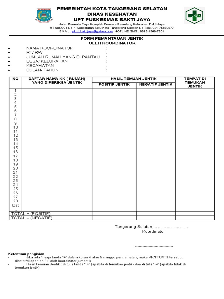 Form Pemantauan Jentik | PDF