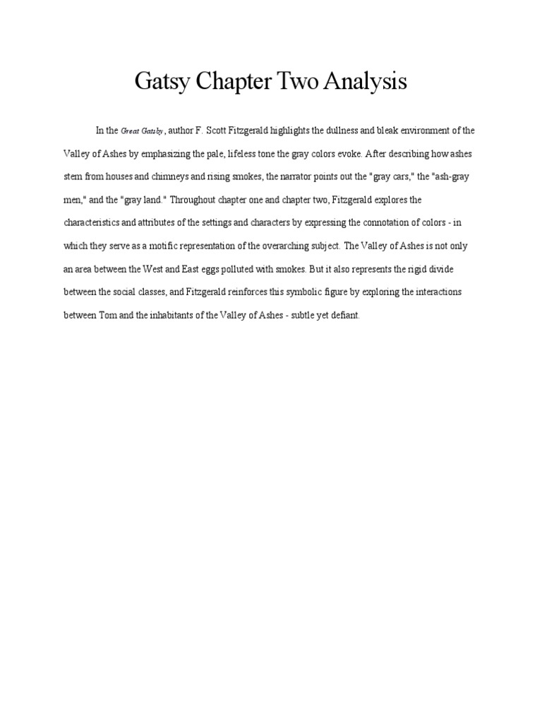 Gatsby Chapter Two Analysis | PDF | Young Adult