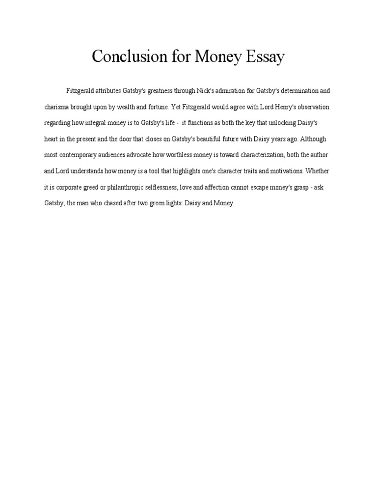 Conclusion For Money Essay | PDF