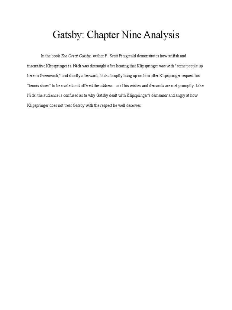 Gatsby Chapter Nine Analysis | PDF