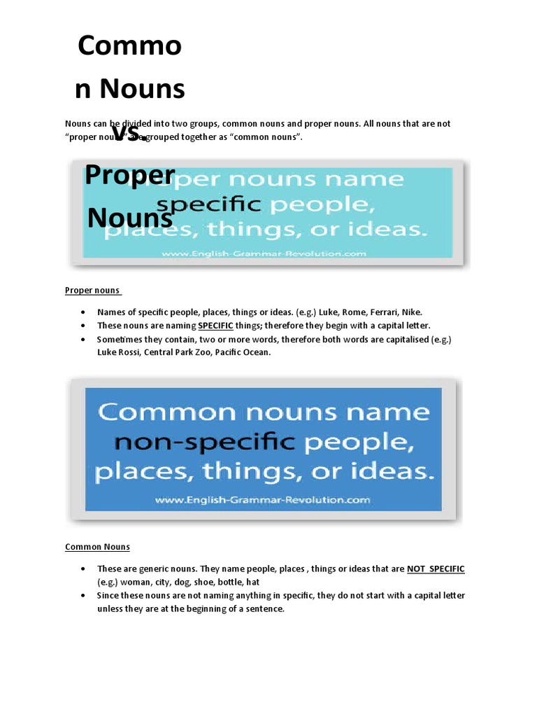 Common Nouns Vs Proper Nouns 58021 | PDF