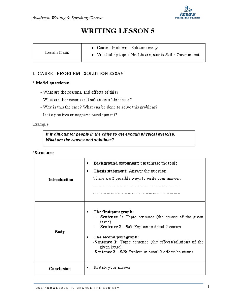 Writing Lesson 5: Academic Writing & Speaking Course | PDF | Human Nature