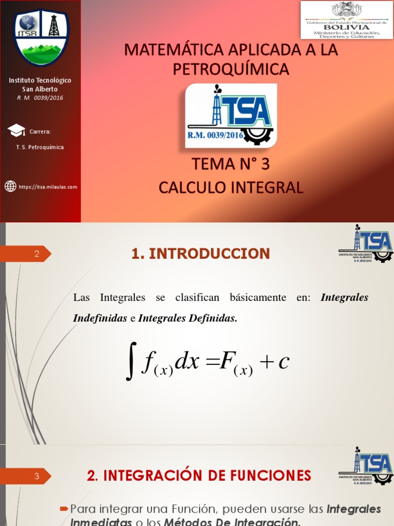 TEMA 3 CALCULO INTEGRAL Diapositiva | PDF | Integral | Enseñanza de ...