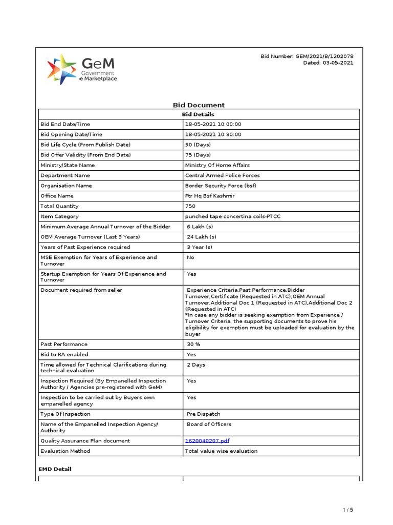 GeM Bidding 2329608 | PDF | Specification (Technical Standard) | Accountant