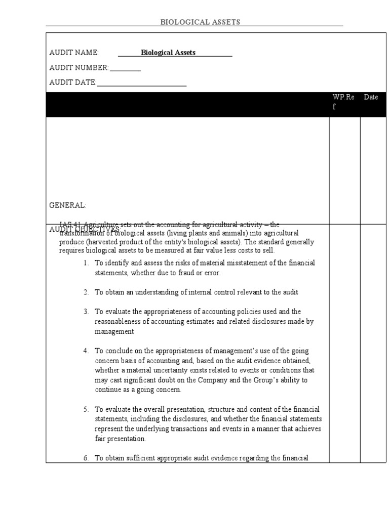 Accounting for Biological Assets: An Audit of IAS 41 Compliance | PDF ...