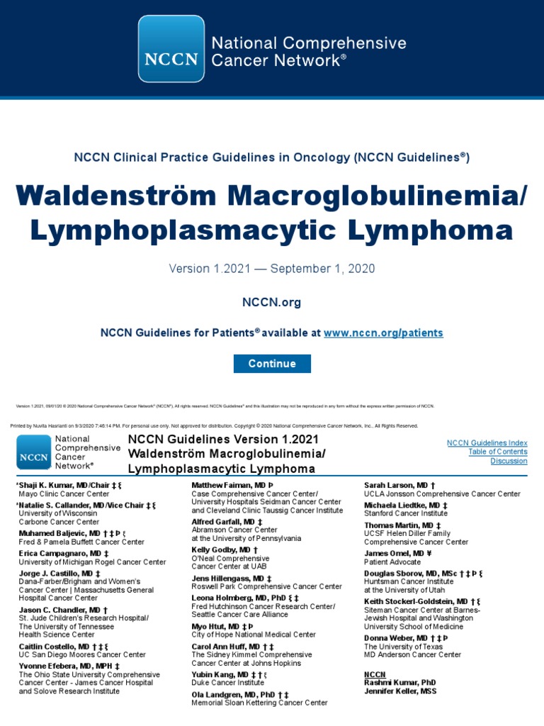 Waldenström Macroglobulinemia/ Lymphoplasmacytic Lymphoma | PDF | Lymphoma | Diseases And Disorders