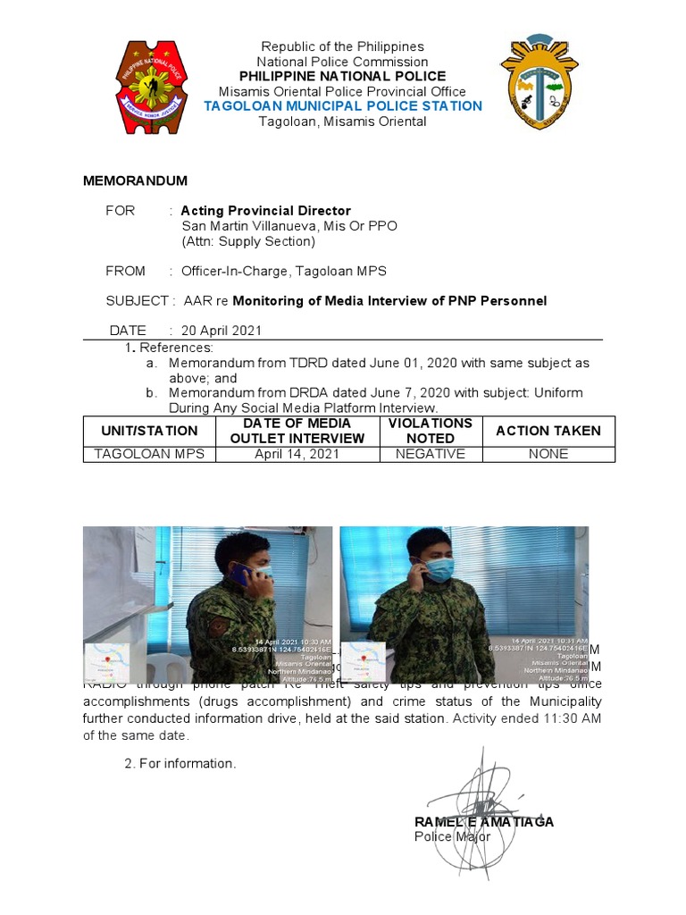 April Media Interview of PNP Personnel | PDF