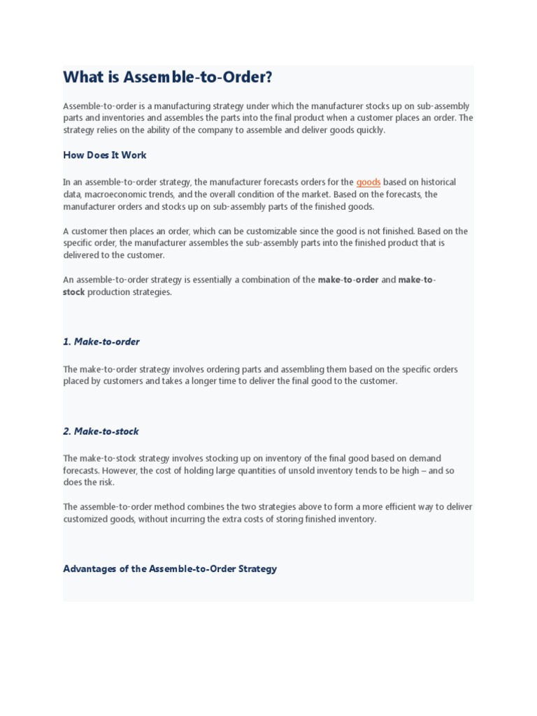 What Is Assemble To Order | PDF | Inventory | Personal Computers