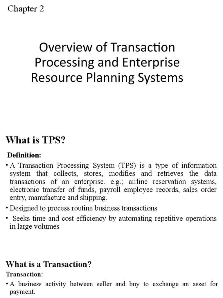 Overview of Transaction Processing and Enterprise Resource Planning Systems | PDF | Financial ...
