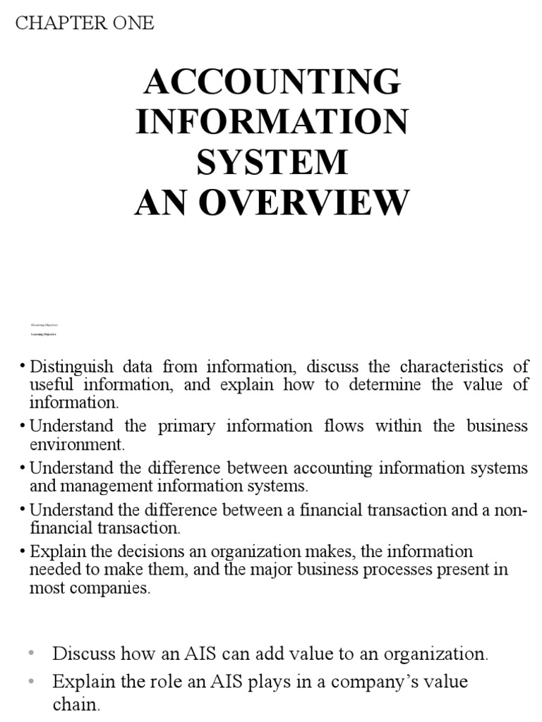 Accounting Information System: Chapter One | PDF | Information System ...