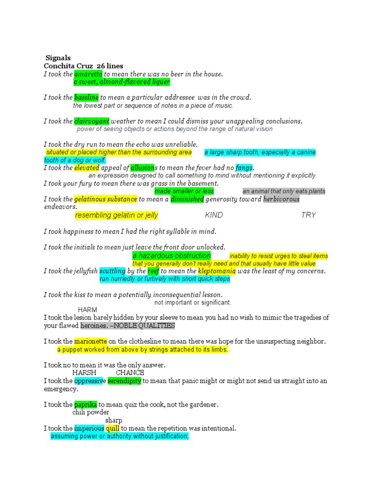 Signals Conchita Cruz 26 Lines: Resembling Gelatin or Jelly KIND TRY ...