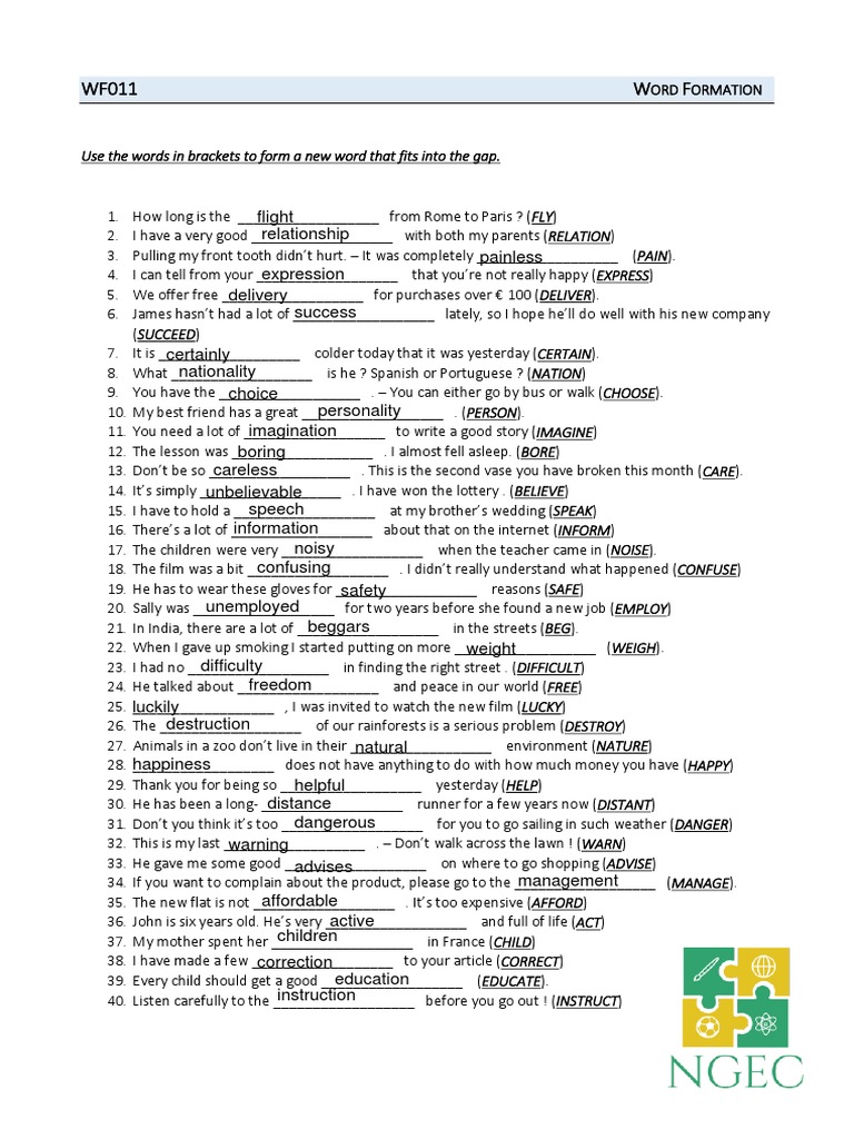 Rizwan Areeb - WS3 - Enlg - CL 9 - Word Formation | PDF