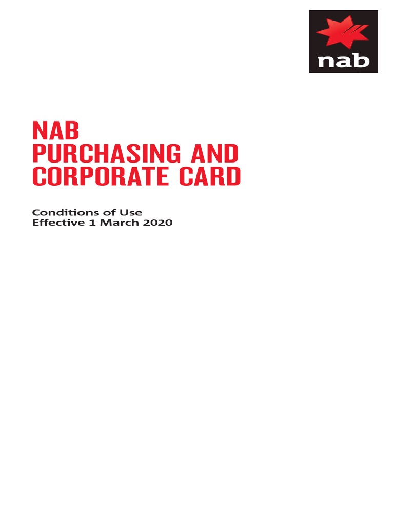 NAB Purchasing and Corporate Card Terms | PDF | Financial Transaction ...