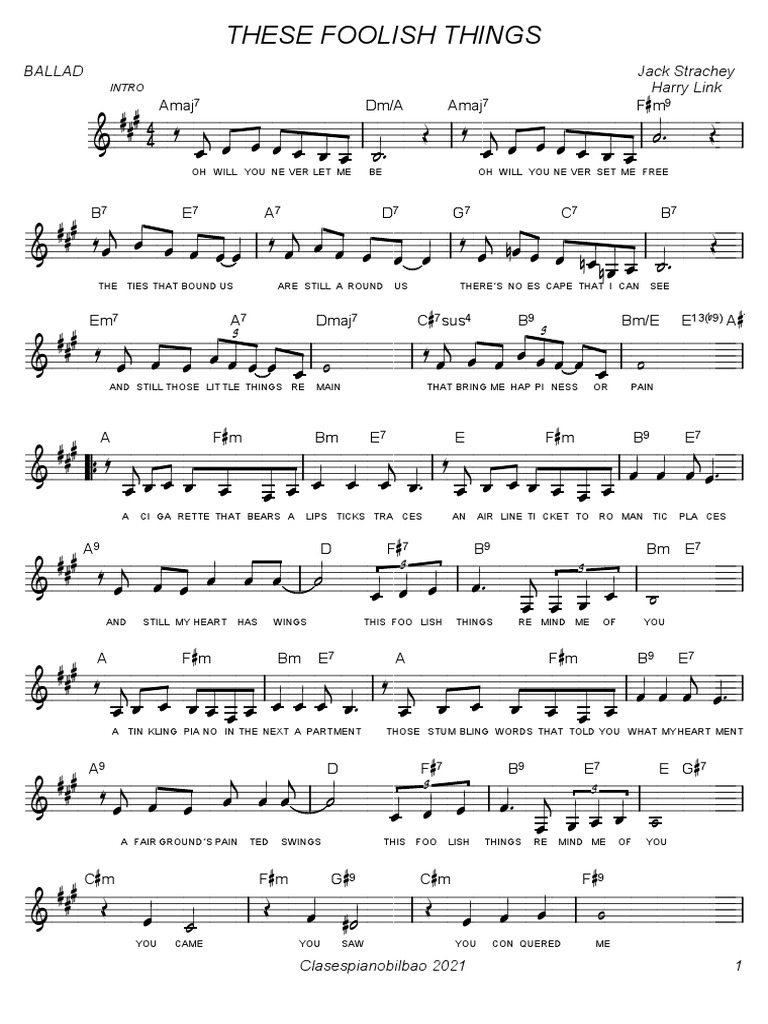 A These Foolish Things Partitura | PDF | Poésie | Divertissement (Général)