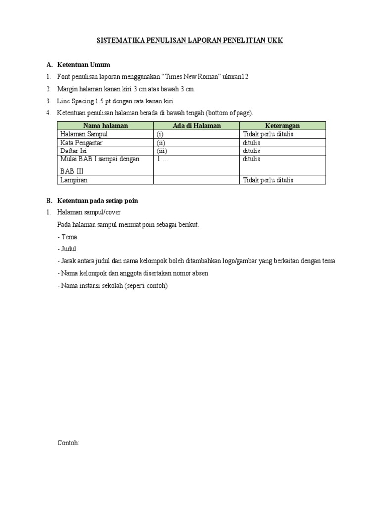 Sistematika Penulisan Laporan Penelitian Ukk | PDF