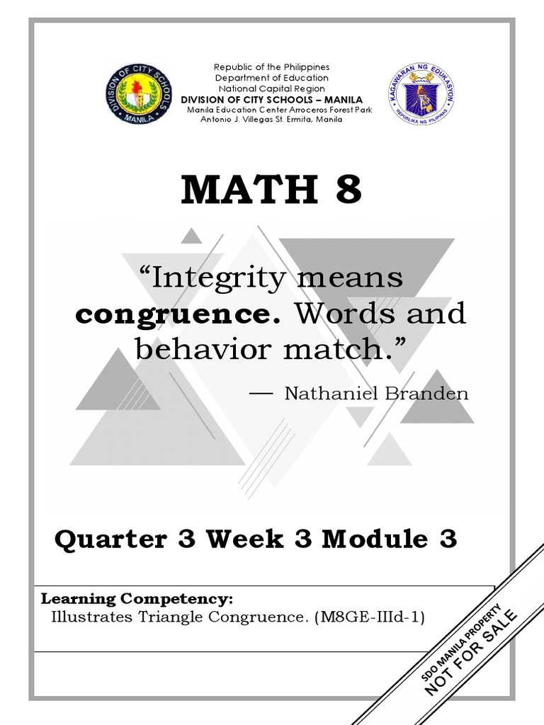 Math 8: "Integrity Means Behavior Match." | PDF | Classical Geometry ...