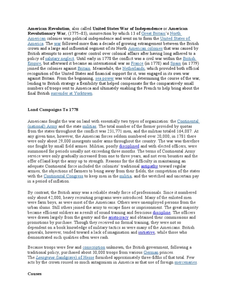 American Revolution | PDF | Thirteen Colonies | Kingdom Of Great Britain