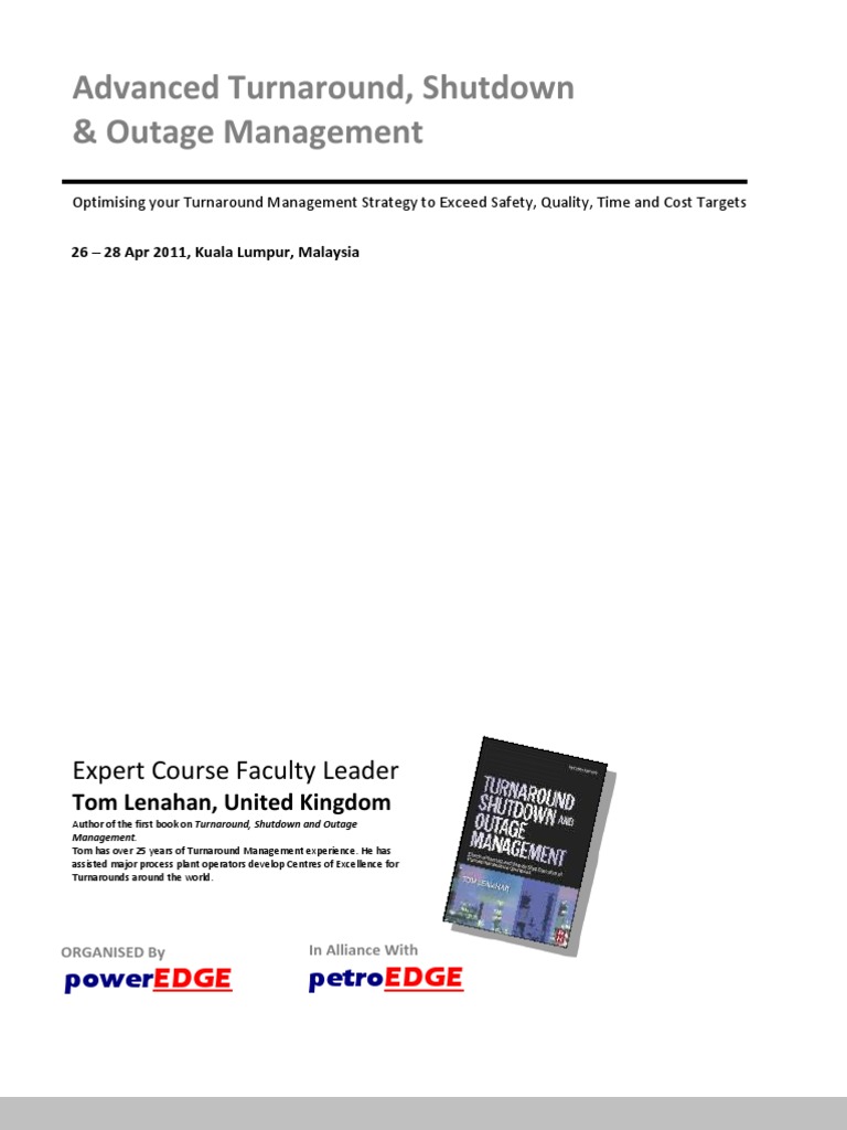 Advanced Turnaround, Shutdown & Outage Management: Expert Course ...