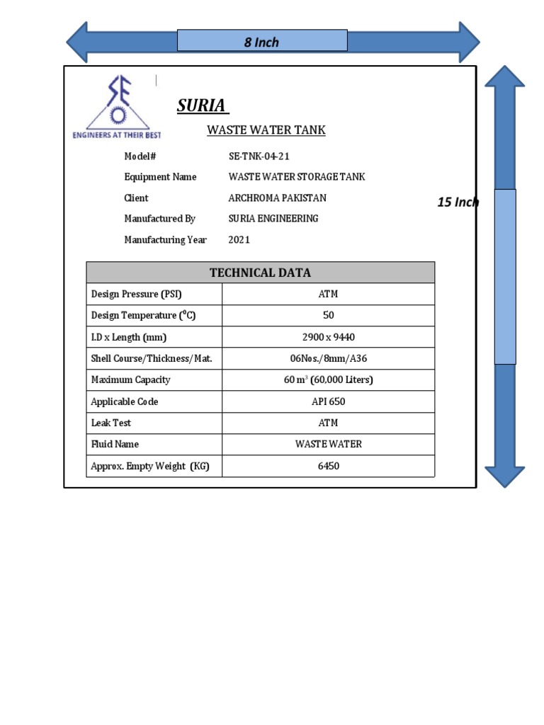 Name Plate Waste Water Tank | PDF