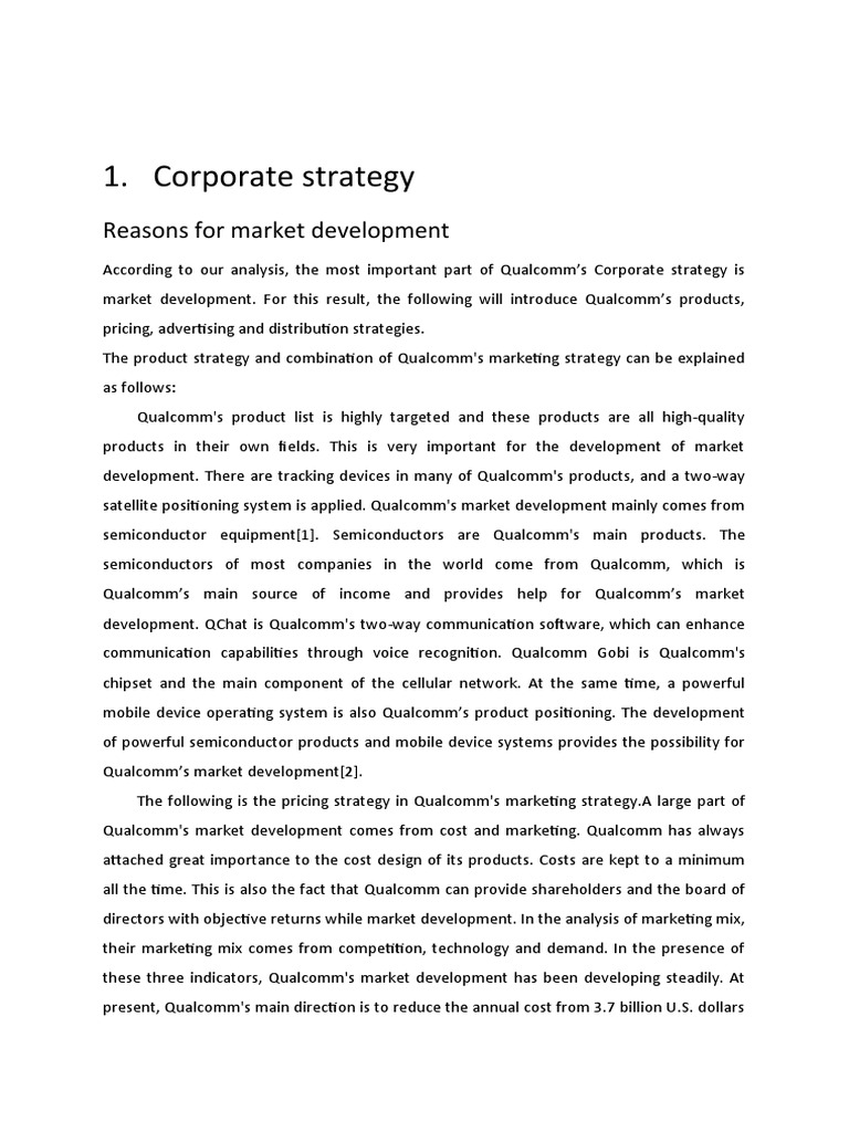 Corporate Strategy: Reasons For Market Development | PDF | Marketing ...