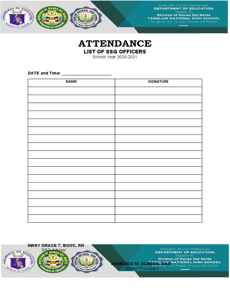 Attendance: List of SSG Officers | PDF