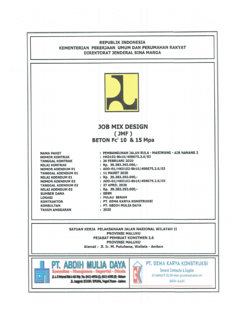 JMF Beton FC 10 & 15 Mpa | PDF