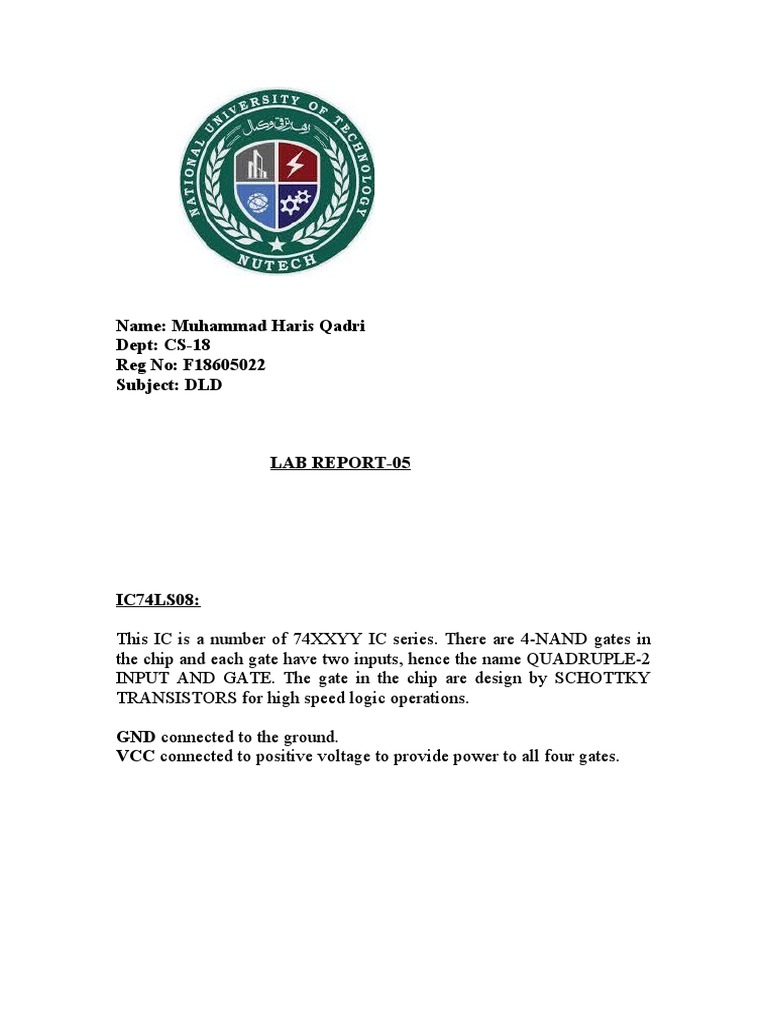 CS-18 (Haris) F18605022 DLD Lab Report-03 | PDF | Logic Gate ...