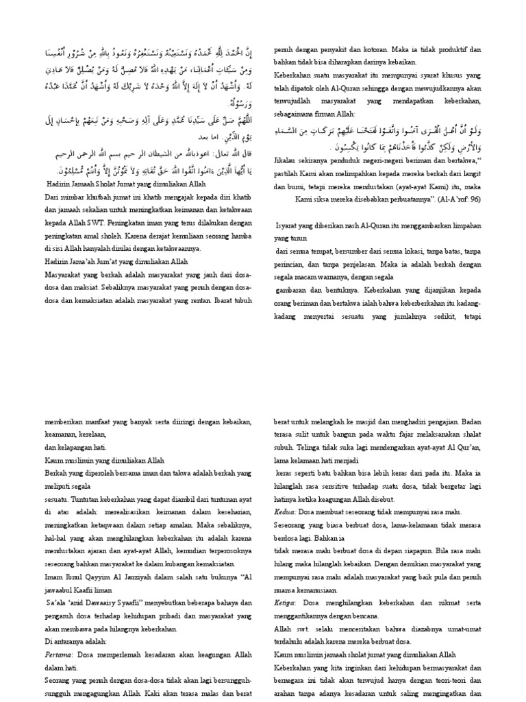 Khutbah Jumat Menggapai Keberkahan Hidup | PDF