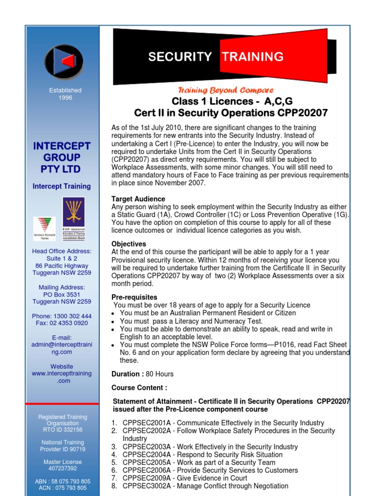 Security Training: Intercept Group Pty LTD | Download Free PDF ...