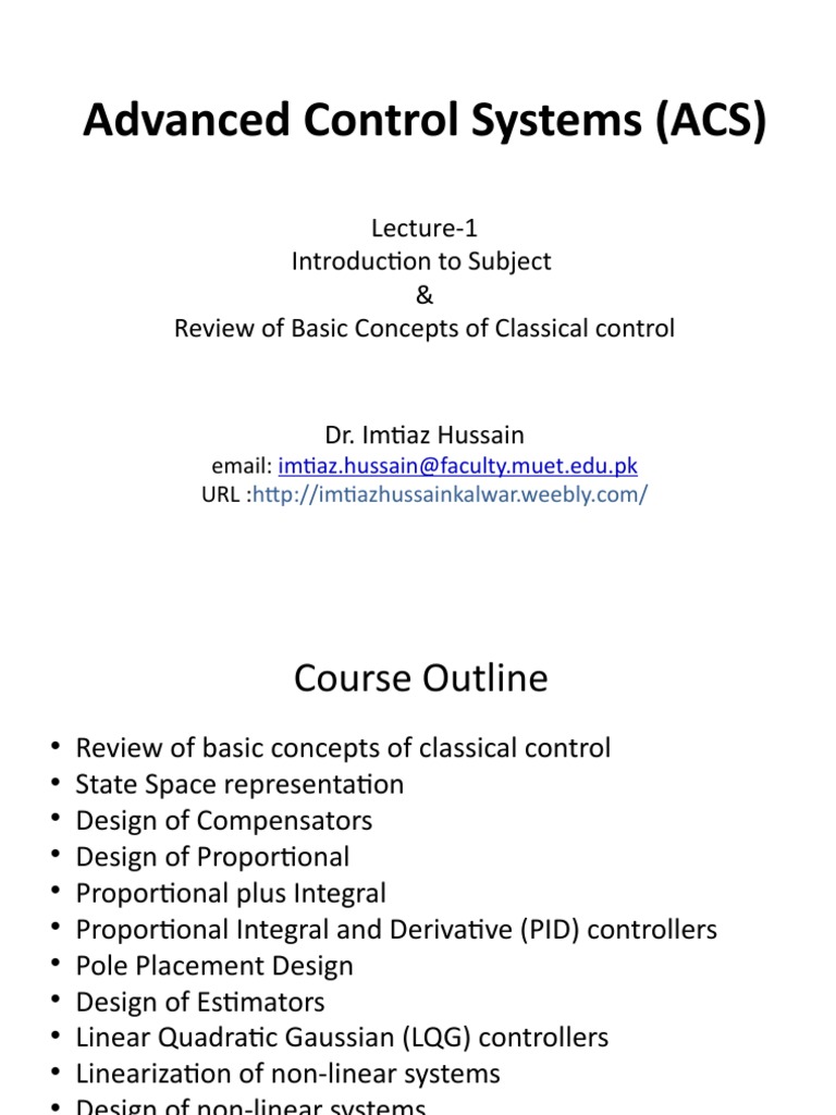 Lecture 1 Introduction Review of Classical Control | PDF | Control ...