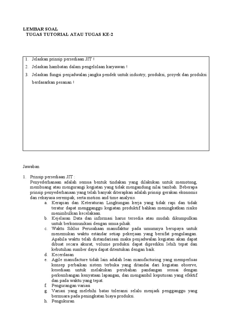 Tugas 2 Manajemen Operasi | PDF