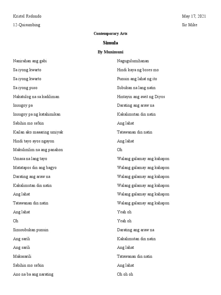 Simula Munimuni | PDF