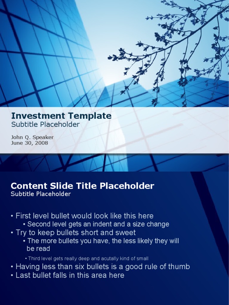 Investment Template: Subtitle Placeholder | PDF