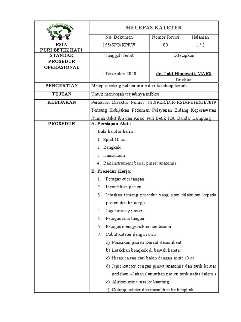 Spo Melepas Kateter | PDF