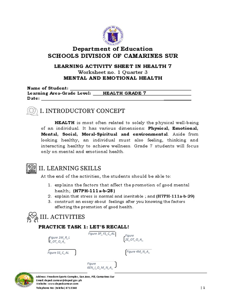 Health 7: Mental and Emotional Wellness | PDF | Mental Health | Human ...