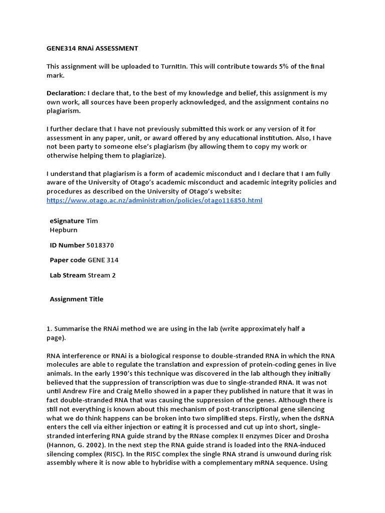 RNAi Assignment | Download Free PDF | Rna Interference | Rna