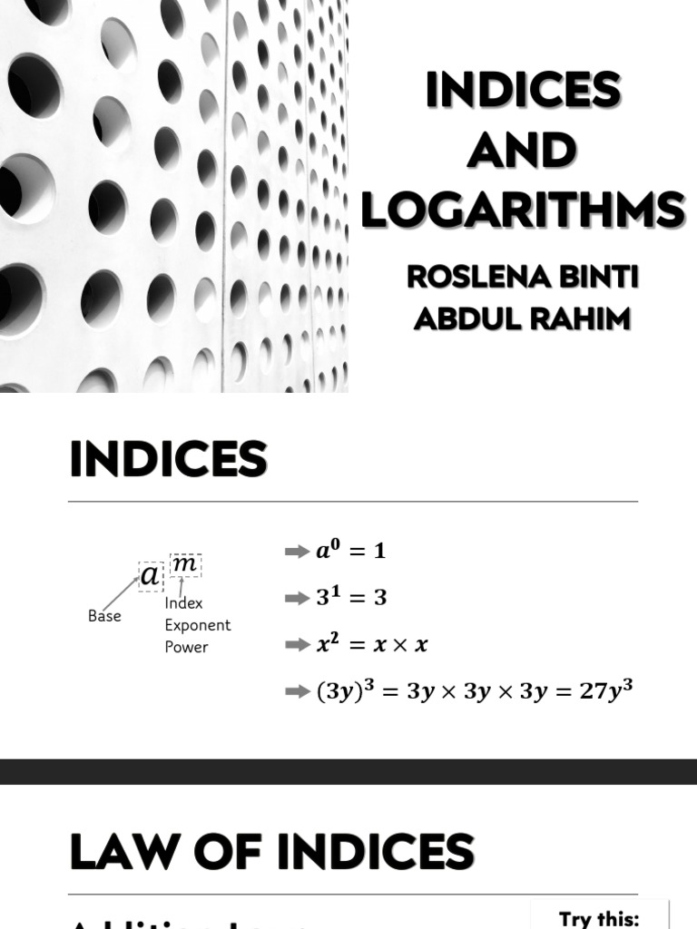 Indices and Logarithms | PDF | Applied Mathematics | Algebra