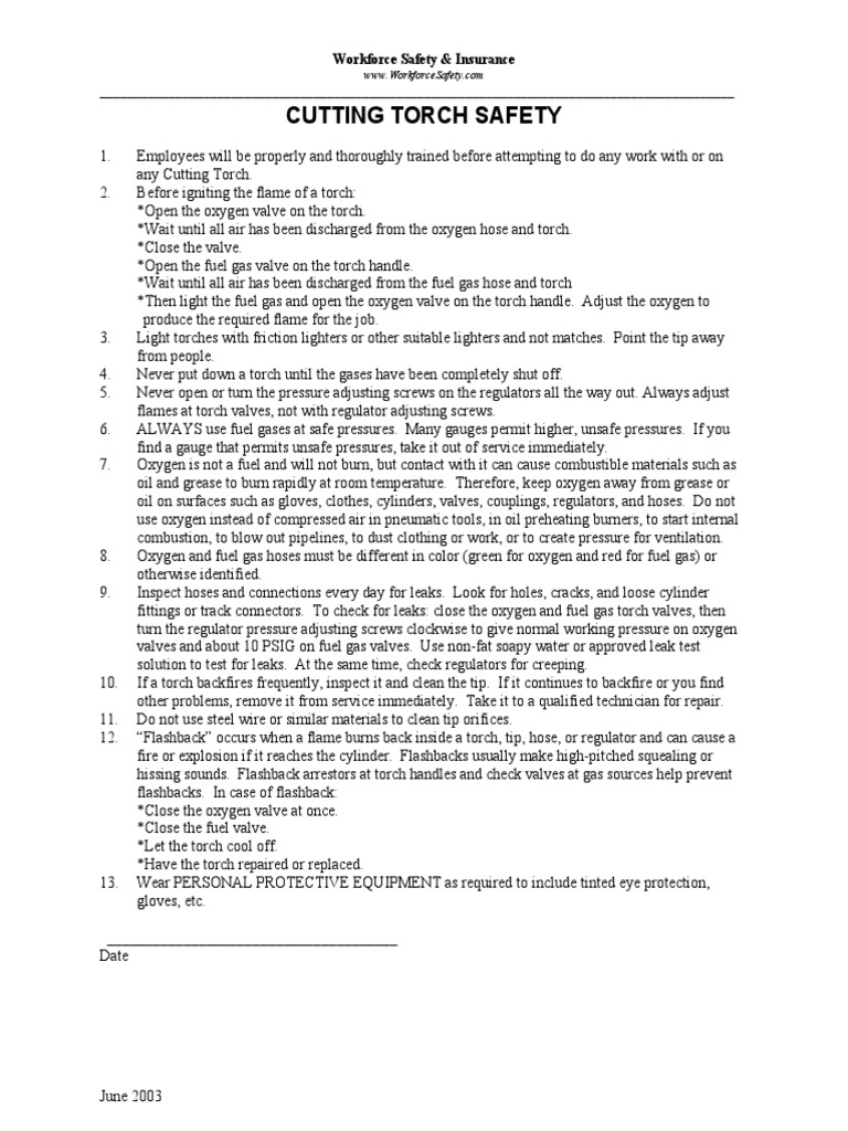 Cutting Torch Safety | PDF | Valve | Gas Technologies