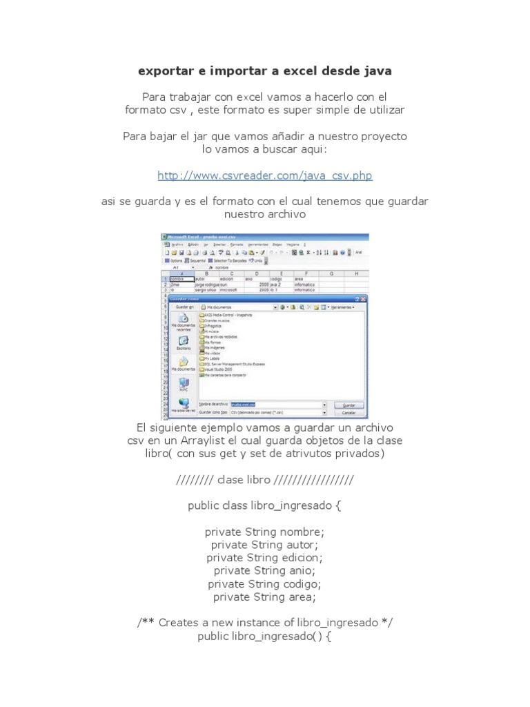 Exportar E Importar A Excel Desde Java Pdf Archivo De Computadora Microsoft Excel