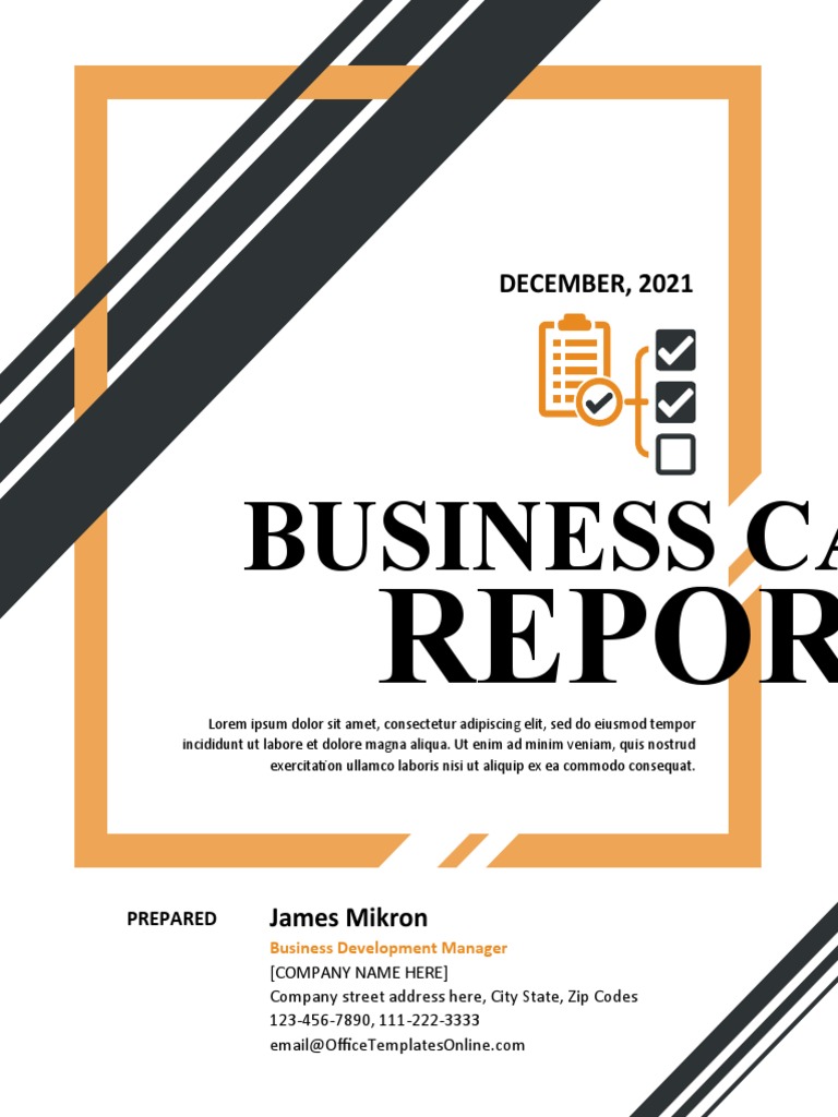 Cover Page For Business Case Report | PDF