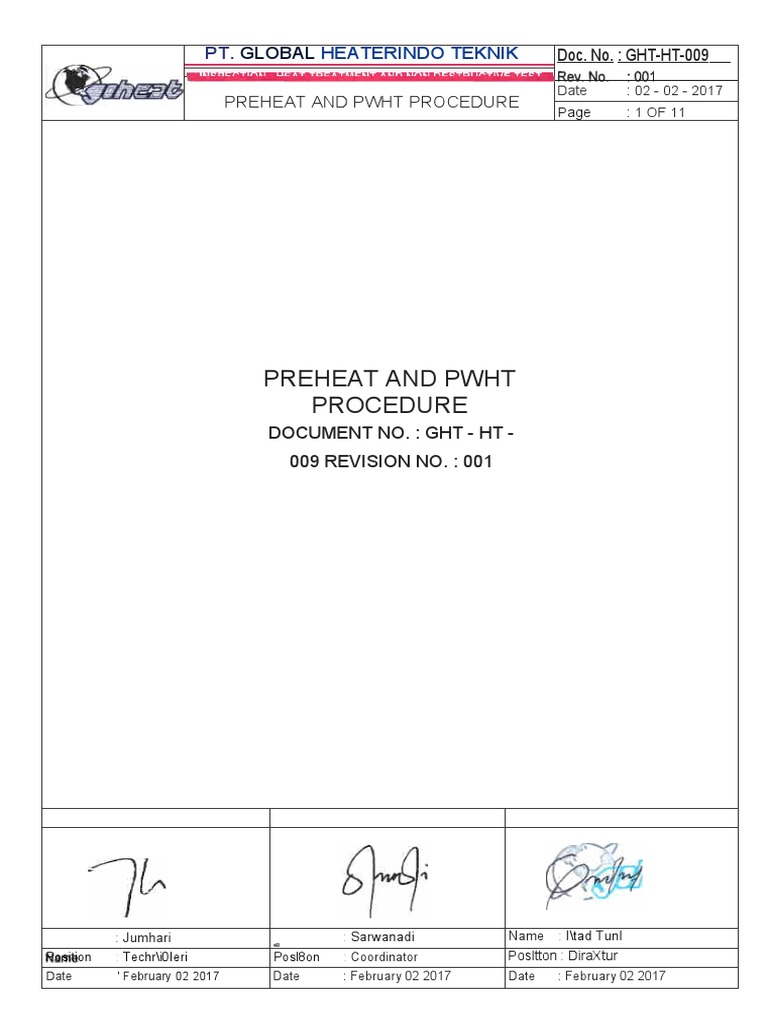 Preheat and PWHT Procedure: Global | PDF | Pipe (Fluid Conveyance ...