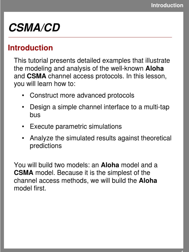 CSMA/CD Introduction | PDF | Channel Access Method | Computer Network