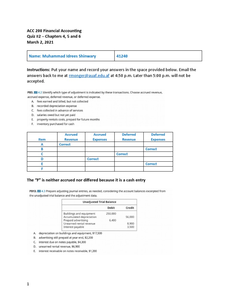 Accrued Revenue and Expenses, Deferred Revenue and Expenses, and ...