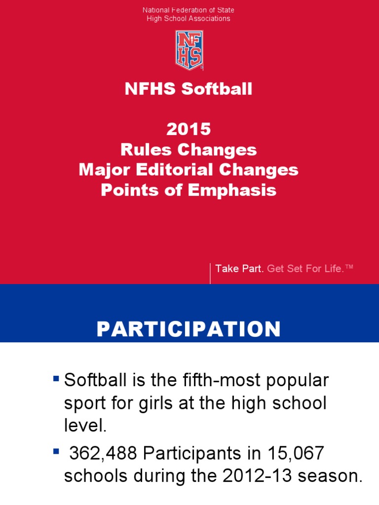 NFHS Softball 2015 Rules Changes Major Editorial Changes Points of Emphasis | PDF | Team Sports ...