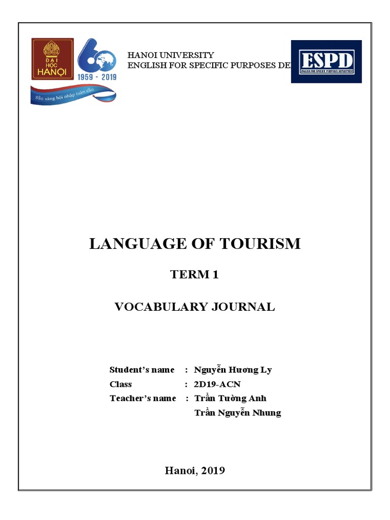 Vocabulary Journal - Cover Page | PDF