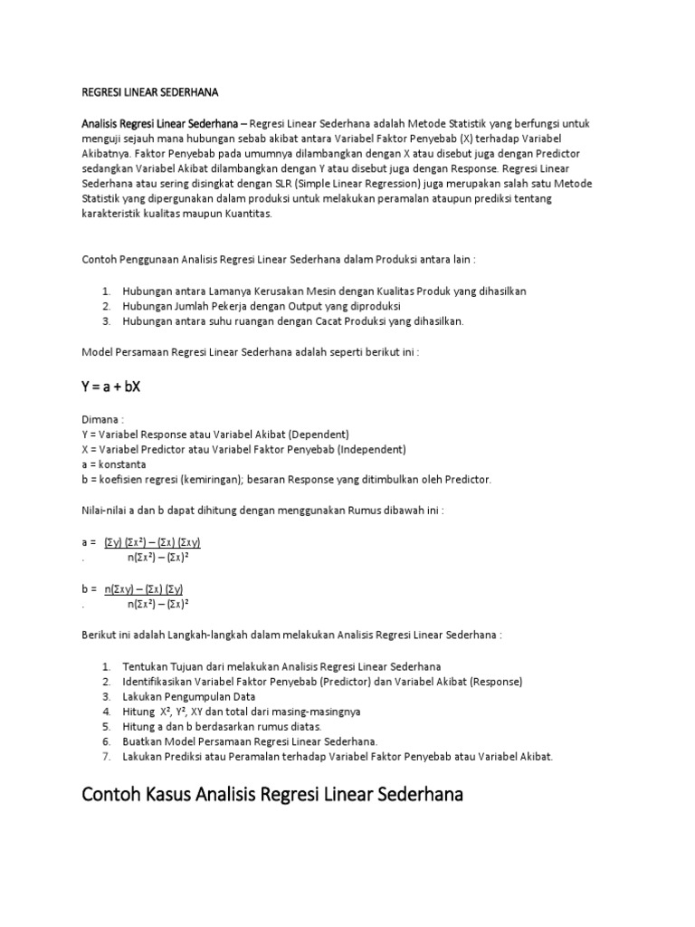 Regresi Linear Sederhana | PDF